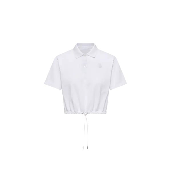 Moncler Cropped Cotton Piquet Polo Shirt - White