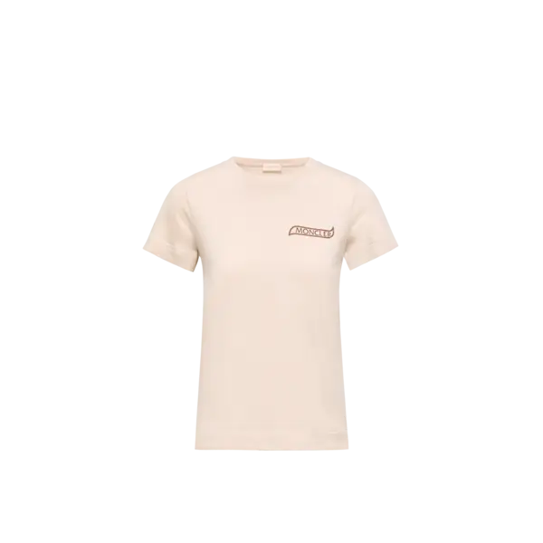 Moncler Logo Cotton T-shirt - Beige
