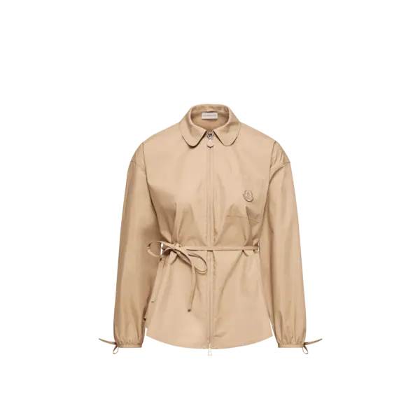Moncler Cotton Poplin Zip-up Shirt Jacket - Beige
