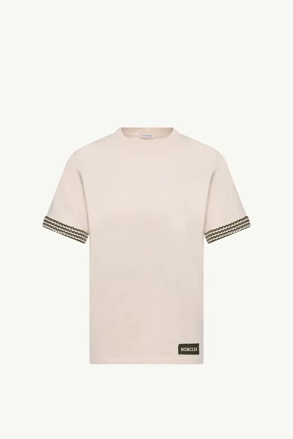 Moncler Cotton T-shirt With Crochet Trim - White
