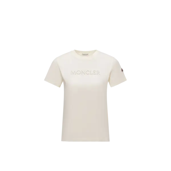Moncler Embroidered Tonal Logo Cotton T-shirt - White