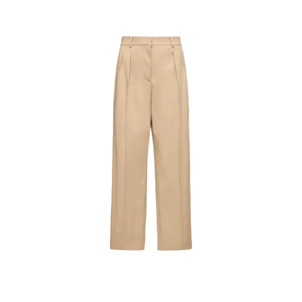 Moncler Cotton Gabardine Wide-leg Tailored Pants - Beige