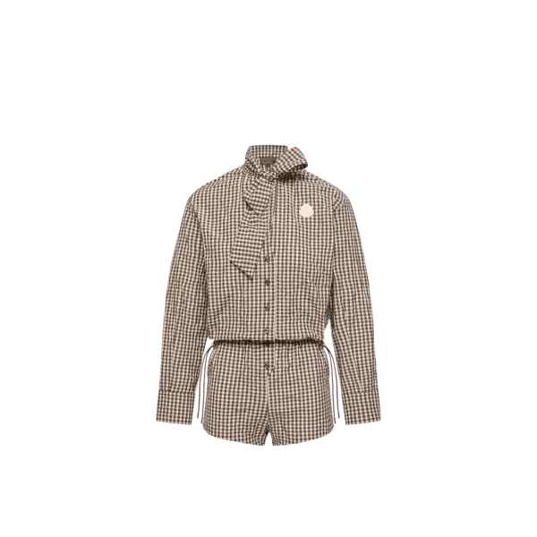 Moncler Vichy Romper With Bow