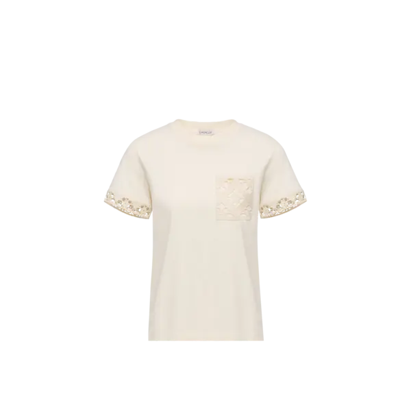 Moncler Macramé-trimmed Cotton T-shirt - White