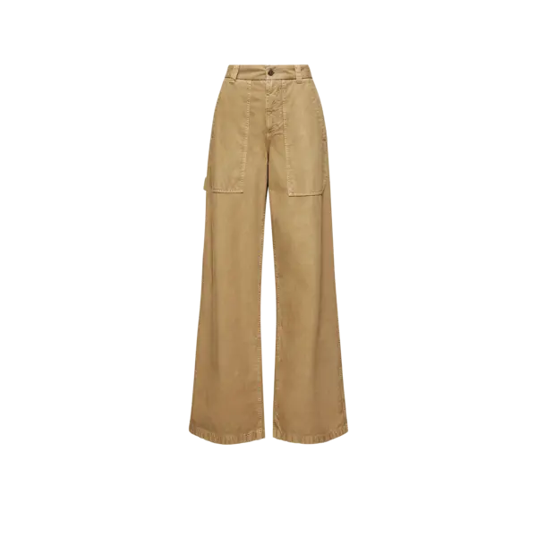 Moncler Cotton Wide Leg Pants - Beige