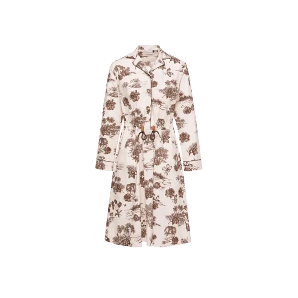 Moncler Floral Print Cotton Poplin Knee Length Shirt Dress - White
