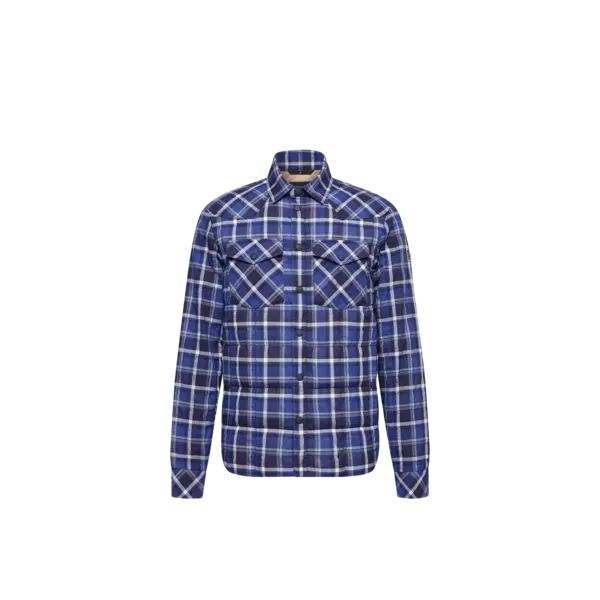 Moncler Gelt Check Cotton Blend Down Shirt Jacket - Multicolor