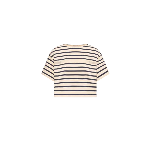 Moncler Macramé-trimmed Striped Cotton T-shirt - Multicolor