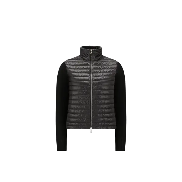 Moncler Padded Wool Zip-up Cardigan - Black