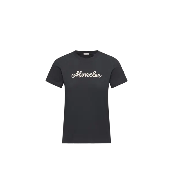 Moncler Logo Embroidery Cotton T-shirt - Blue
