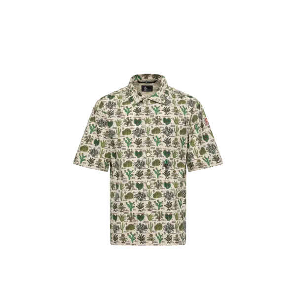 Moncler Botanical Print Cotton Blend Short Sleeve Shirt - Multicolor