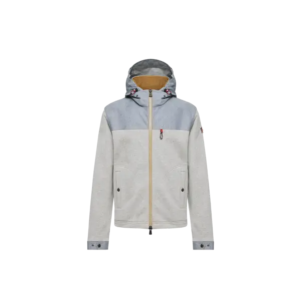Moncler Cotton & Chambray Zip-up Sweatshirt - Grey