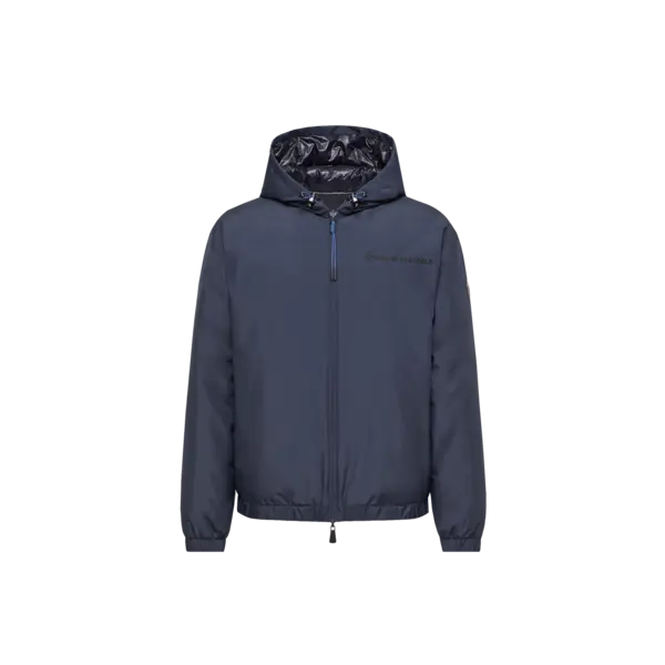 Moncler Berguns Reversible Hooded Down Bomber Jacket - Blue
