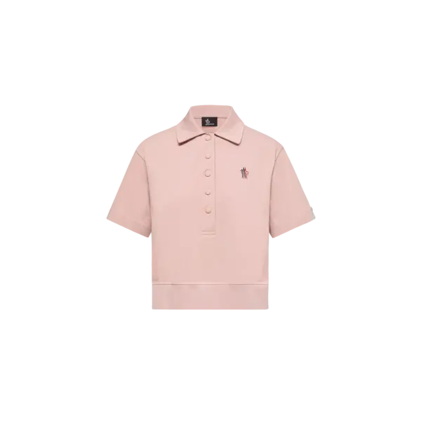 Moncler Logo Patch Cotton Polo Shirt - Pink