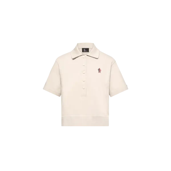 Moncler Logo Patch Cotton Polo Shirt - White