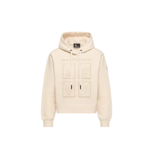 Moncler Botanical Patches Cotton Hoodie - White