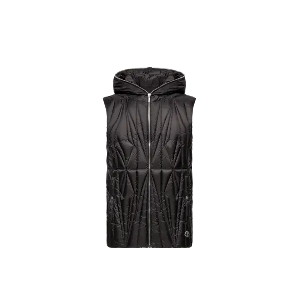 MONCLER + RICK OWENS Geocamo Ziplock Hooded Down Vest - Black