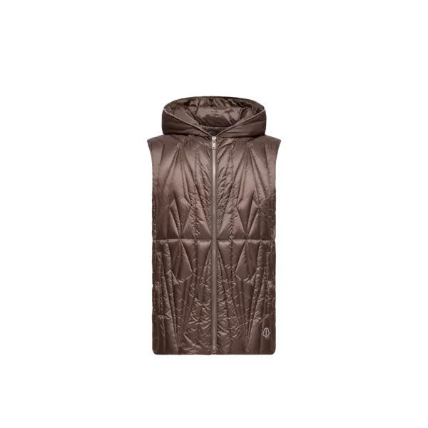 MONCLER + RICK OWENS Geocamo Ziplock Hooded Down Vest - Brown