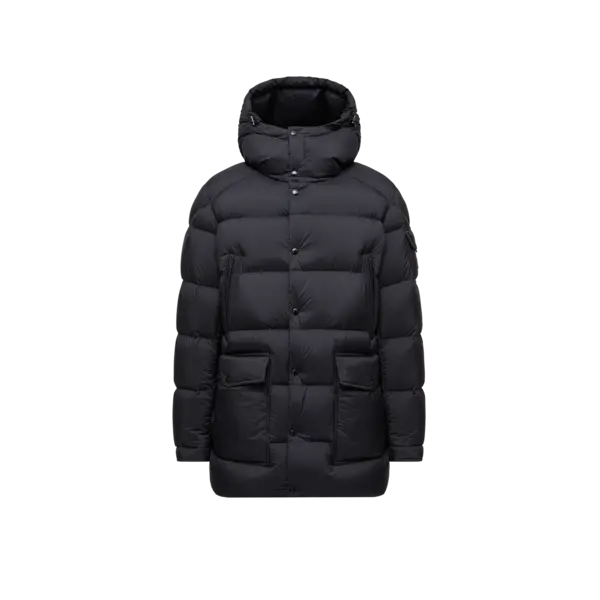 Moncler Bretagne Hooded Mid-length Down Jacket - Black