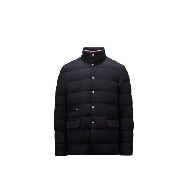 Moncler Bess Hooded Wool Short Down Jacket - Blue