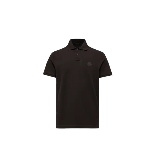 Moncler Logo Cotton Piquet Polo Shirt - Black