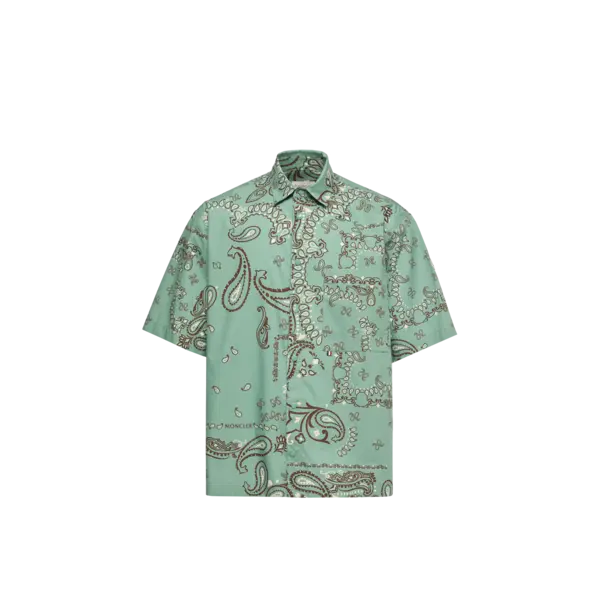 Moncler Paisley Cotton Short Sleeve Shirt - Green