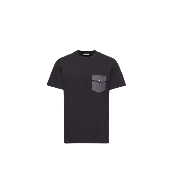 Moncler Cotton Jersey T-shirt With Denim Pocket - Blue