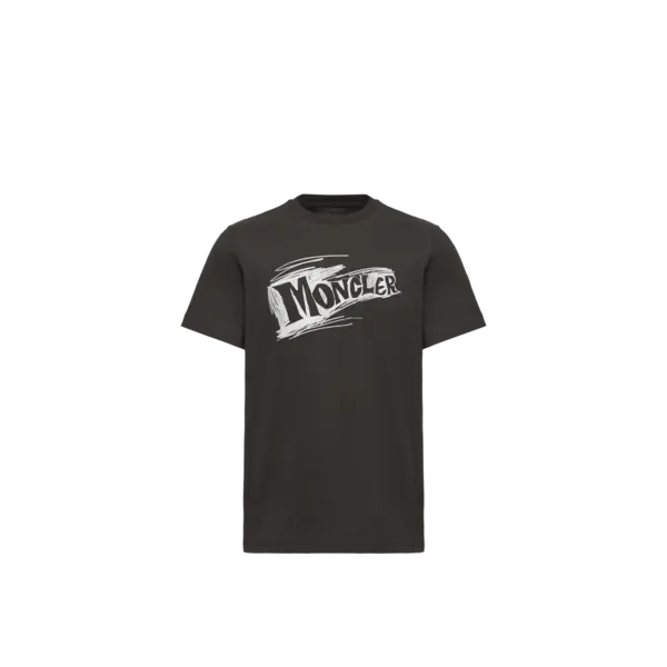 Moncler Sketch Logo Cotton T-shirt - Black
