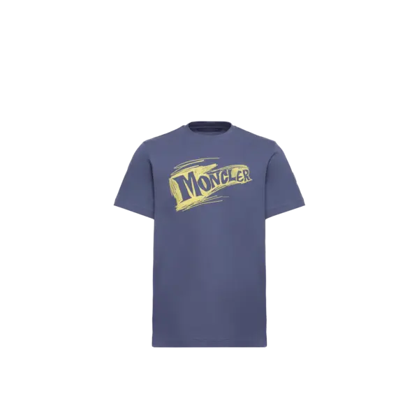 Moncler Sketch Logo Cotton T-shirt - Blue