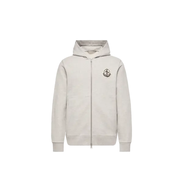 Moncler Sketched Logo Zip-up Cotton Hoodie - Grey