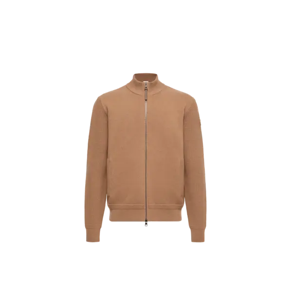 Moncler Wool & Cashmere Zip-up Cardigan - Brown