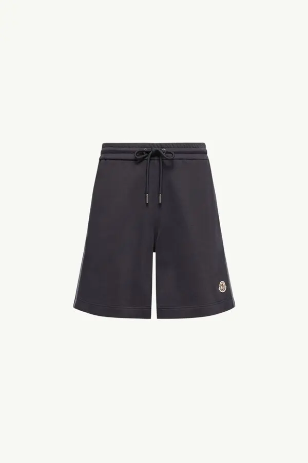 Moncler Cotton Fleece Shorts With Striped Trim