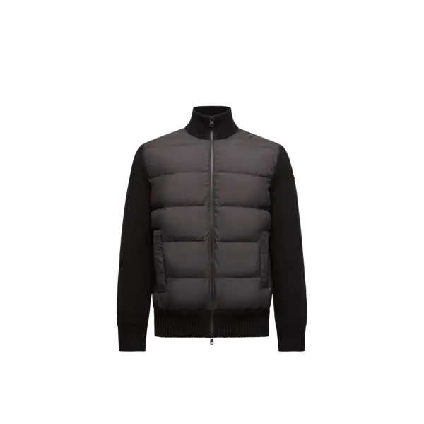 Moncler Padded Wool Zip-up Cardigan - Black