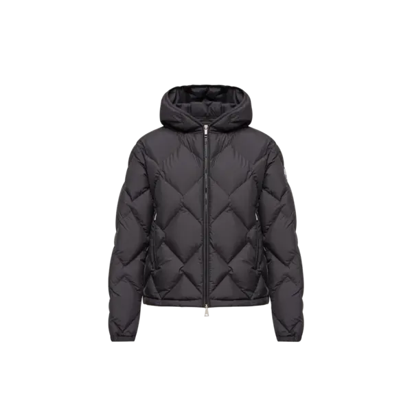 Moncler Arvouinne Hooded Triangle-quilted Short Down Jacket - Black