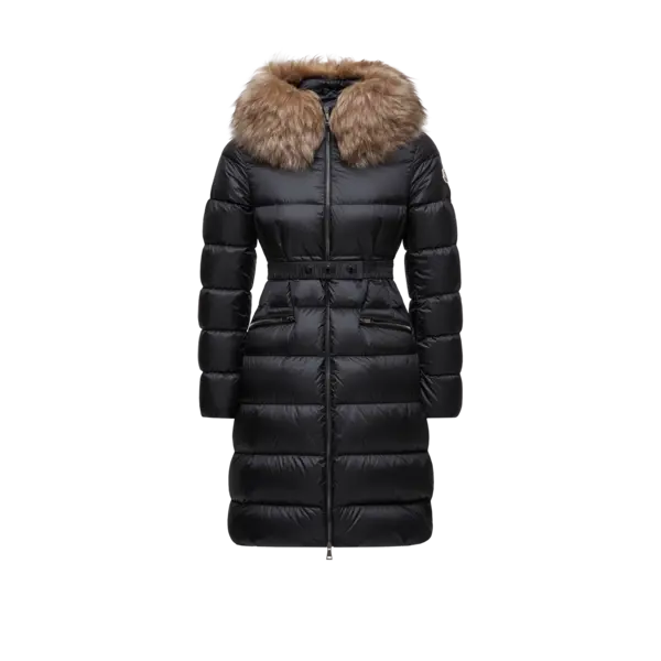 Moncler Boedic Hooded Shearling-trimmed Long Down Jacket - Black