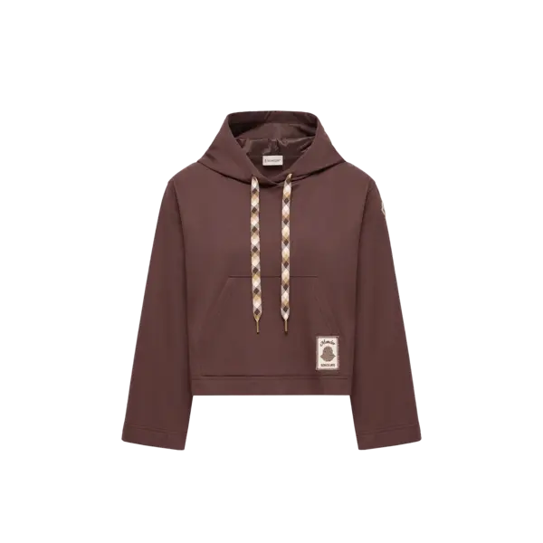 Moncler Cotton Blend Hooded Sweatshirt - Brown