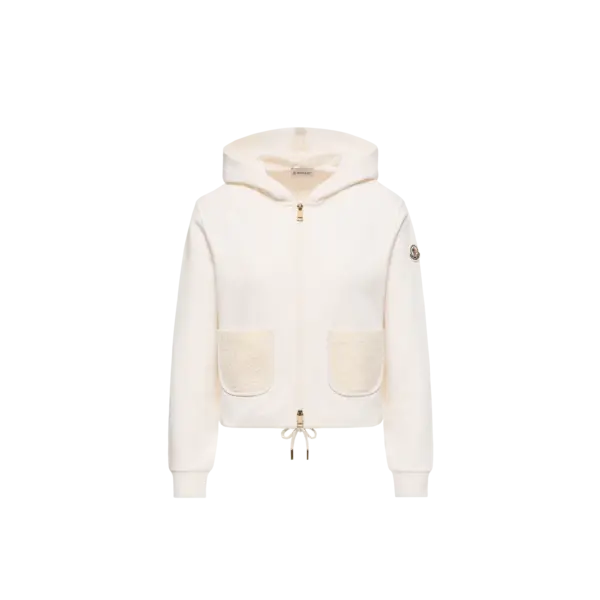 Moncler Cotton Blend Zip-up Sweatshirt - White