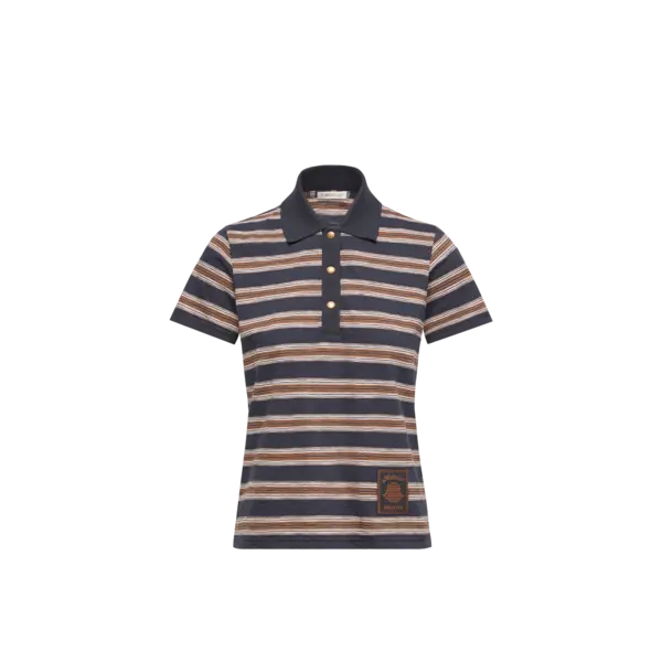Moncler Striped Cotton Polo Shirt - Blue