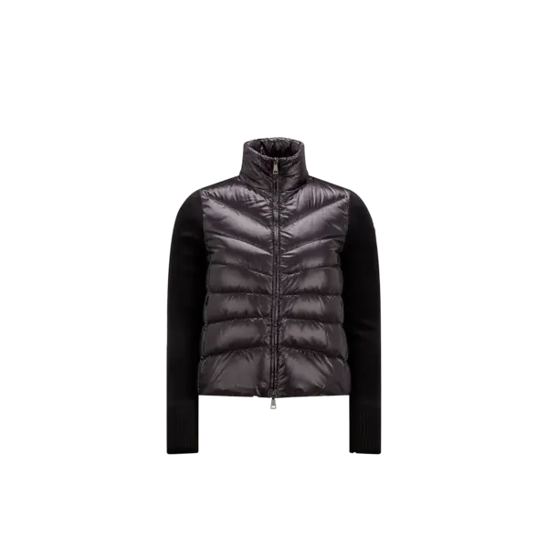 Moncler Padded Wool Zip-up Cardigan - Black