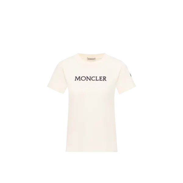 Moncler Embroidered Tonal Logo Cotton T-shirt - White