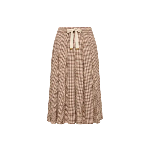 Moncler Microcheck Midi Wool Skirt - Beige
