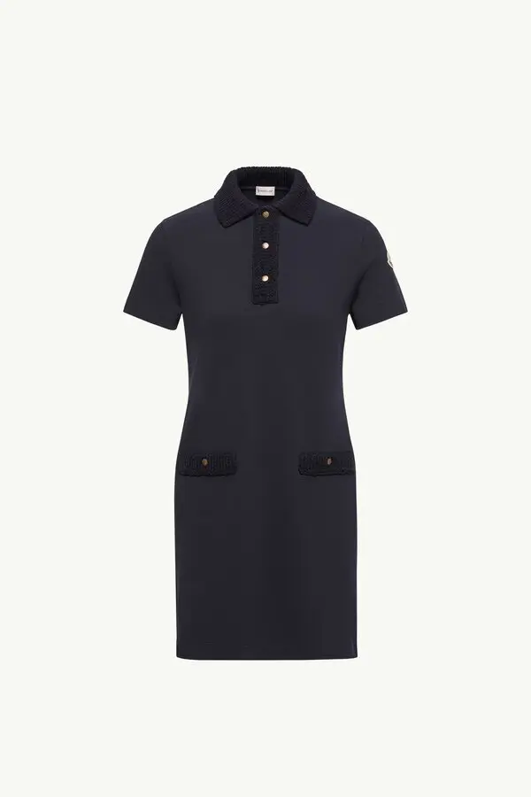 Moncler Cotton Piquet Polo Mini Dress - Blue