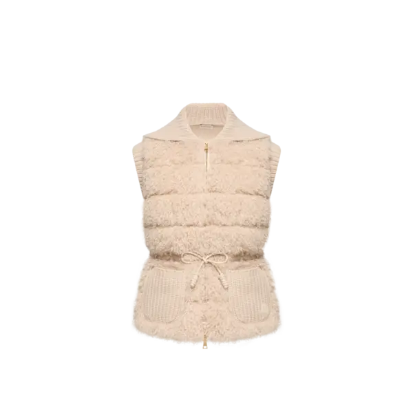 Moncler Wool & Cashmere Blend Down Vest - Beige