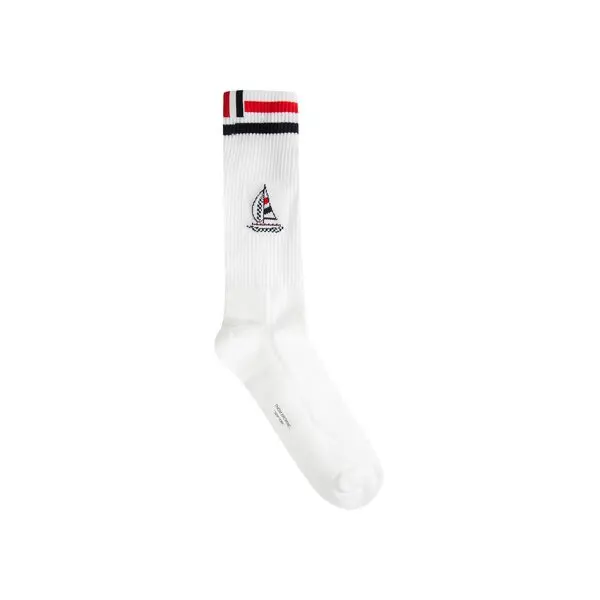 Thom Browne Seasonal Artwork Funmix Mid Calf Athletic Socks - White