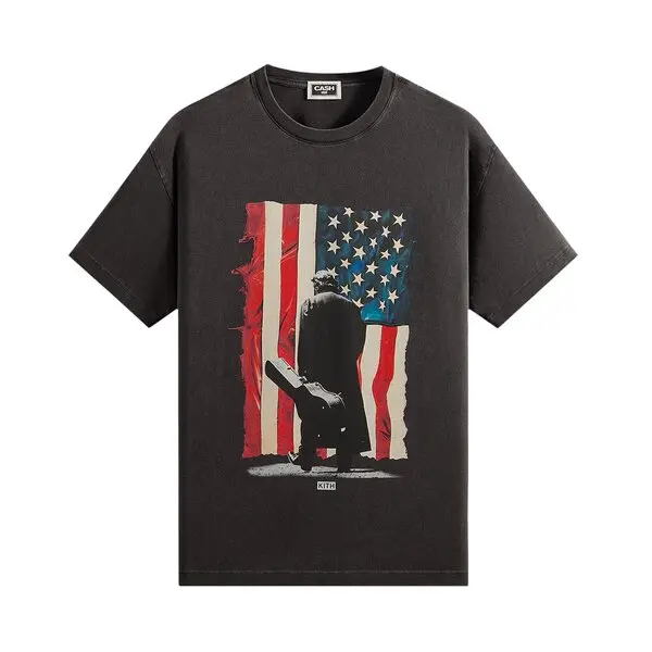 Kith Records For Johnny Cash American Flag Vintage Tee - Black