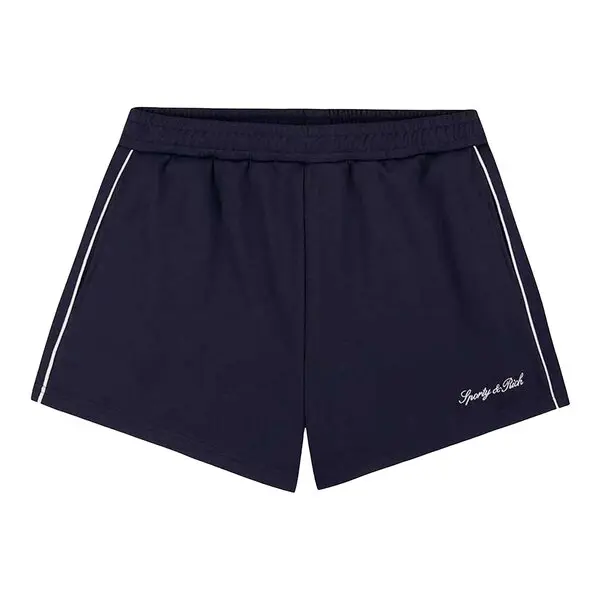 SPORTY & RICH Signature Logo Retro Track Shorts 'dark Navy - Blue