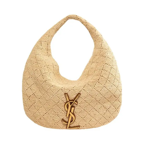 Saint Laurent Icare Hobo Raffia Bag 'pale /brick - Brown