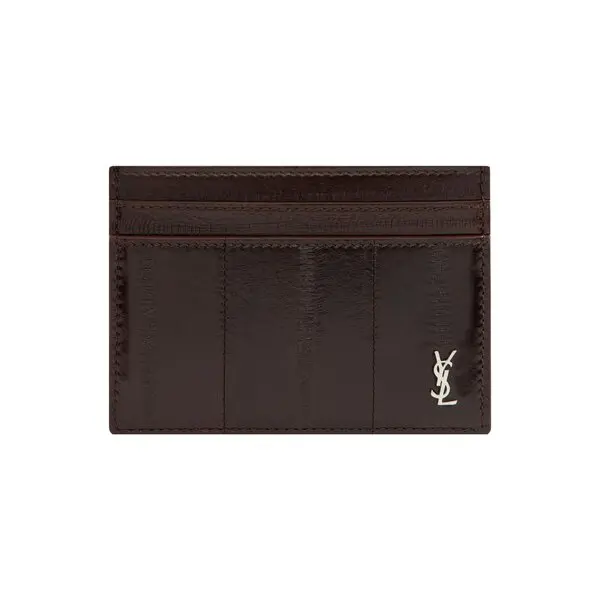 Saint Laurent Logo Card Case 'scotch - Brown