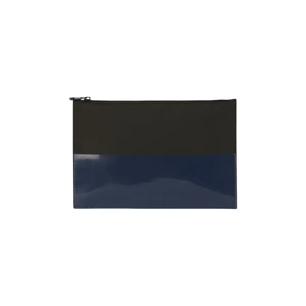 Alexander McQueen Logo Flat Zip Pouch /navy - Black