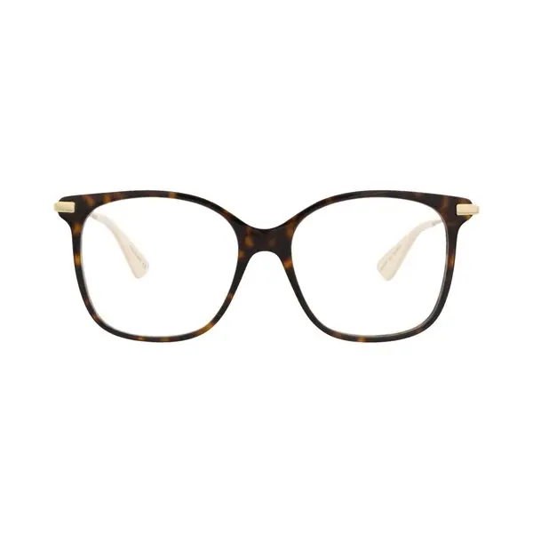 Gucci Square-frame Acetate Optical Frames 'havana/gold/transparent